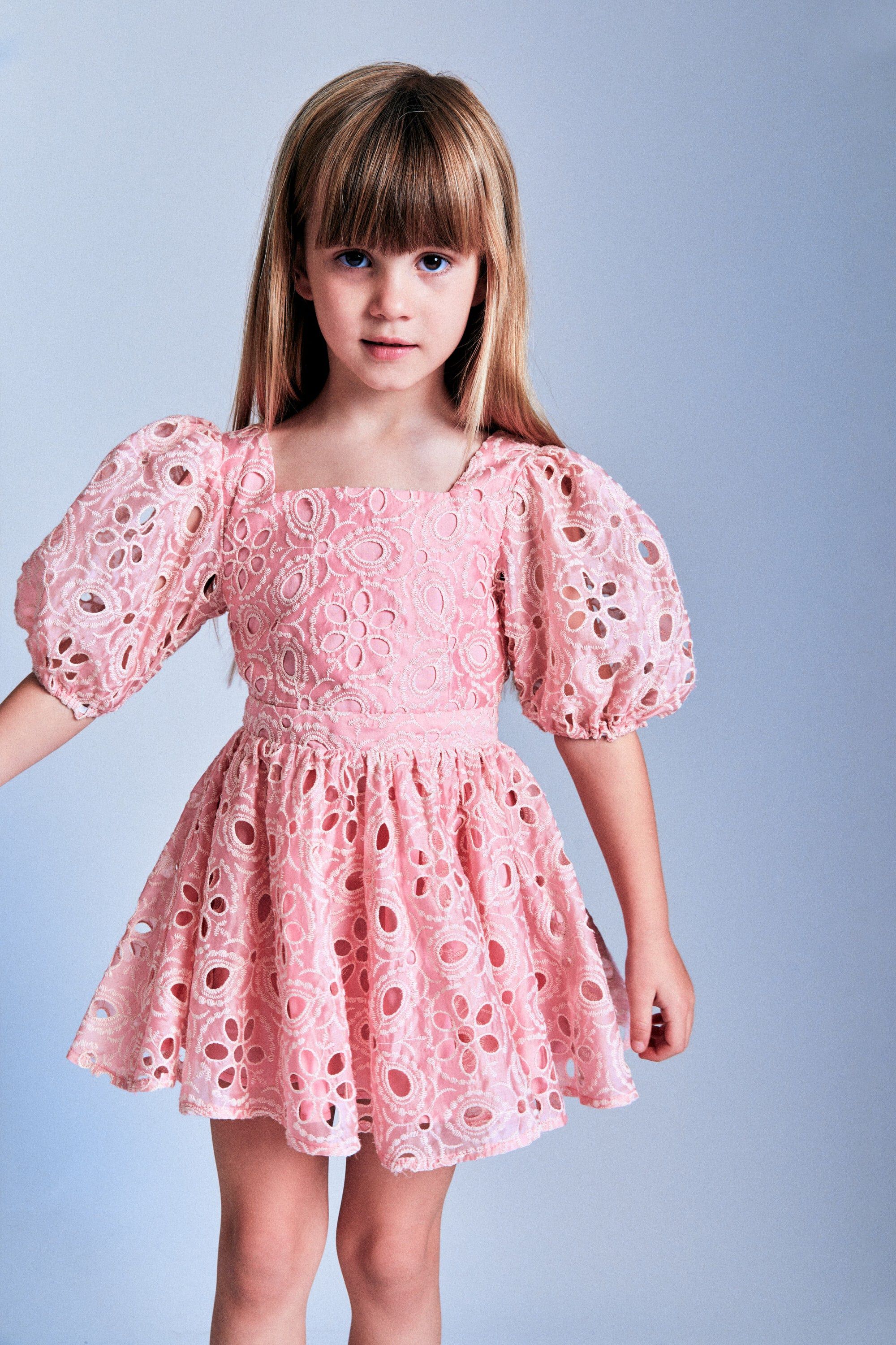 Girls Margo Broderie Mini Dress In Bliss Pink | Bardot Junior