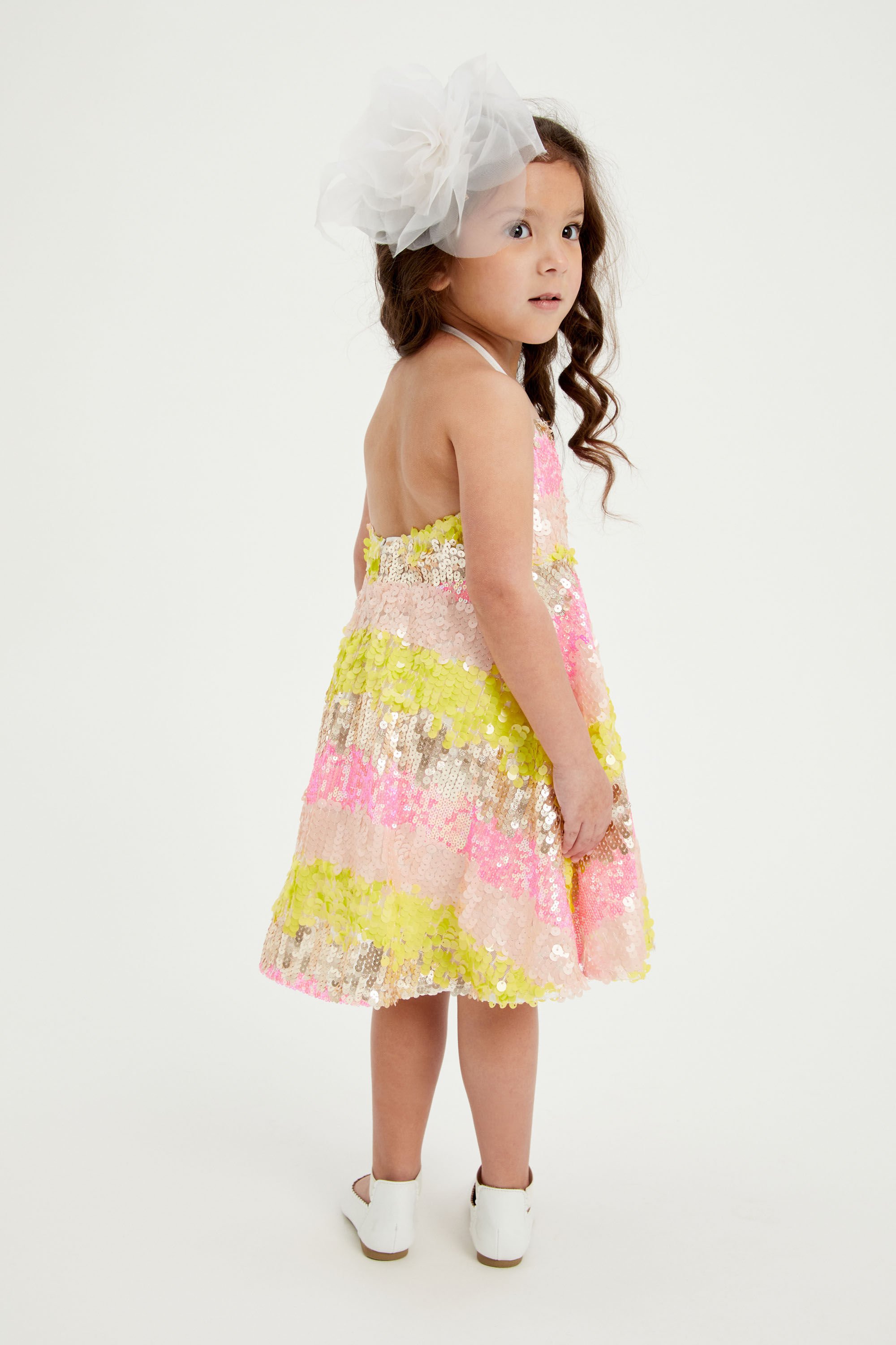 Girls Sequin Halter Dress In Sunset | Bardot Junior
